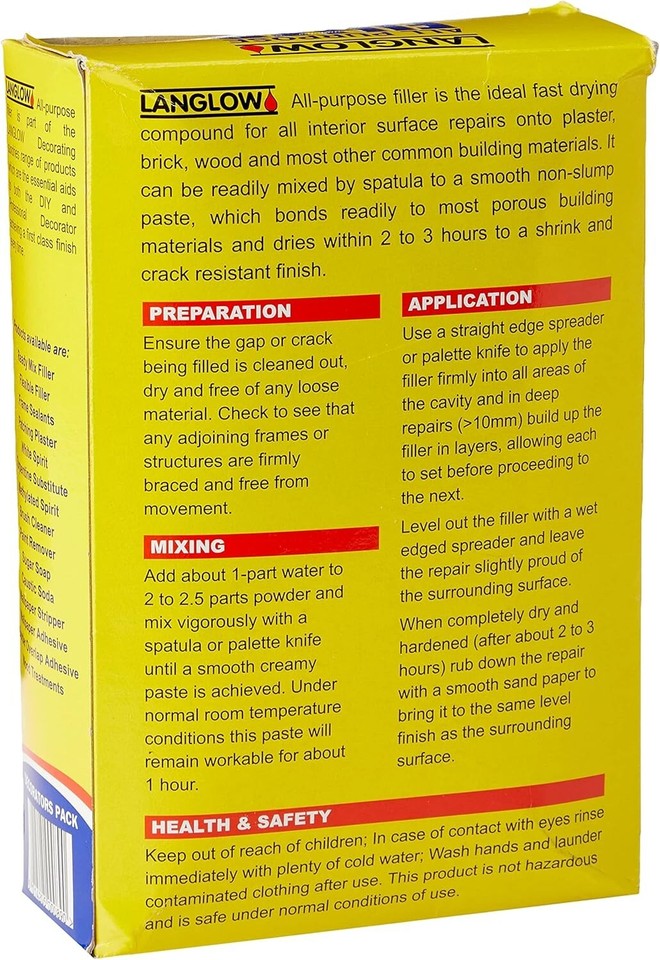 Langlow Powder Filler Decorators 1.5 kg Quick Setting Repairing All ...