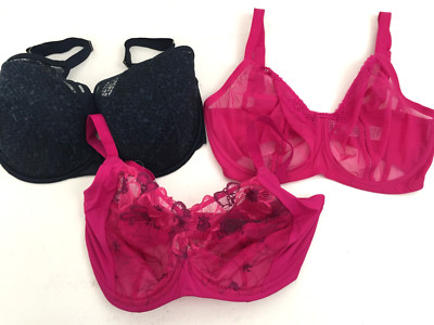M&S Women's Bra Bundle x3 Size 32G Pink & Navy Extra Support Lace ...
