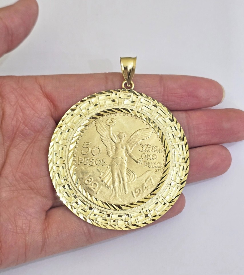 Centenario Coin Solid 10k Yellow Gold 50 Pesos 1947 Mexican Centenaro ...