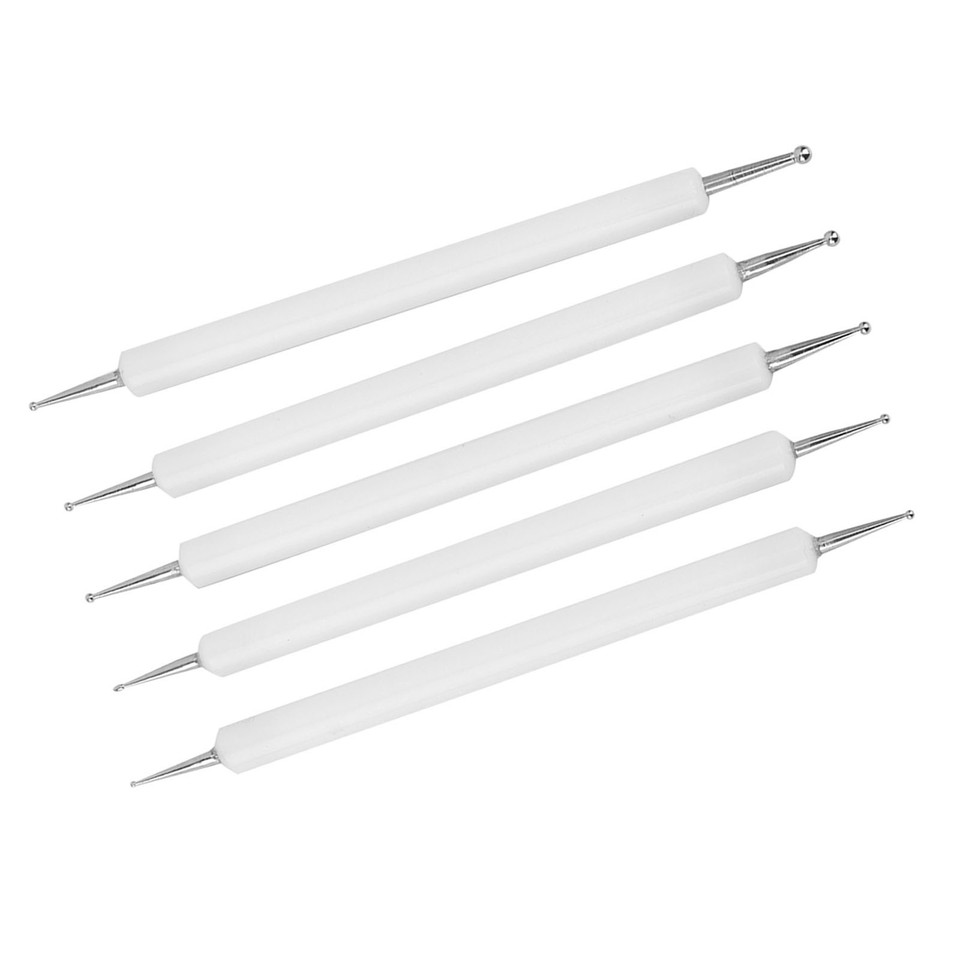(White)5Pcs Double End Acrylic Rod Round Head Clay Indentation Pen BL ...