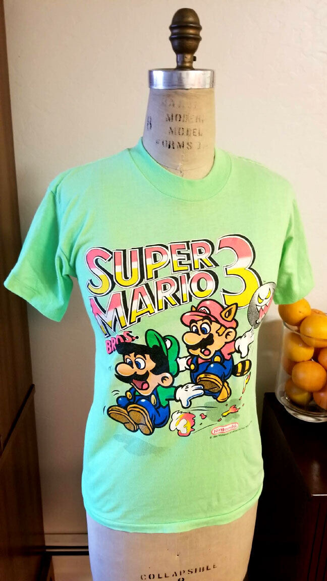 1990 Nintendo Super Mario Bros 3 T Shirt Neon Singl… Gem