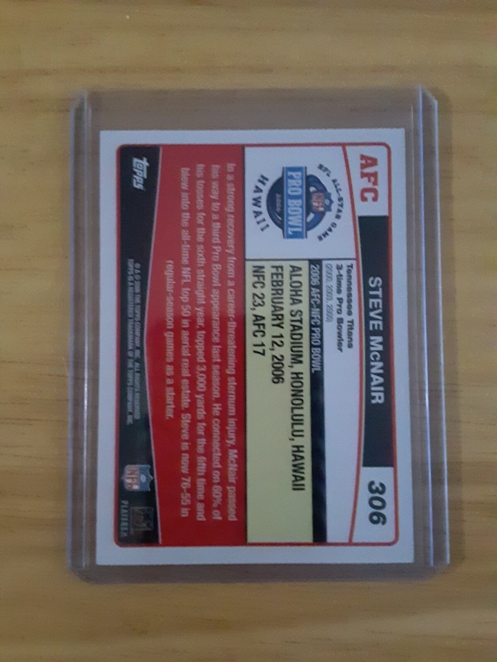 Steve McNair 2006 Topps *All-Pro* #306 Card Tennessee Titans | eBay