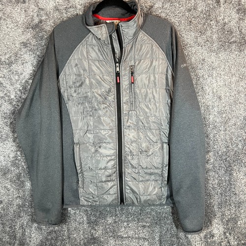 Orvis Mixed Media Jacket Mens Large Gray Quilted Full Zip Hybrid Winter ...