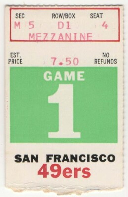 1968 BALTIMORE COLTS vs SAN FRANCISCO 49ERS ticket stub FORREST BLUE ...