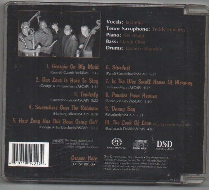 Jacintha Here's to Ben Vocal Tribute to Ben Webster 2001 GROOVE NOTE ...