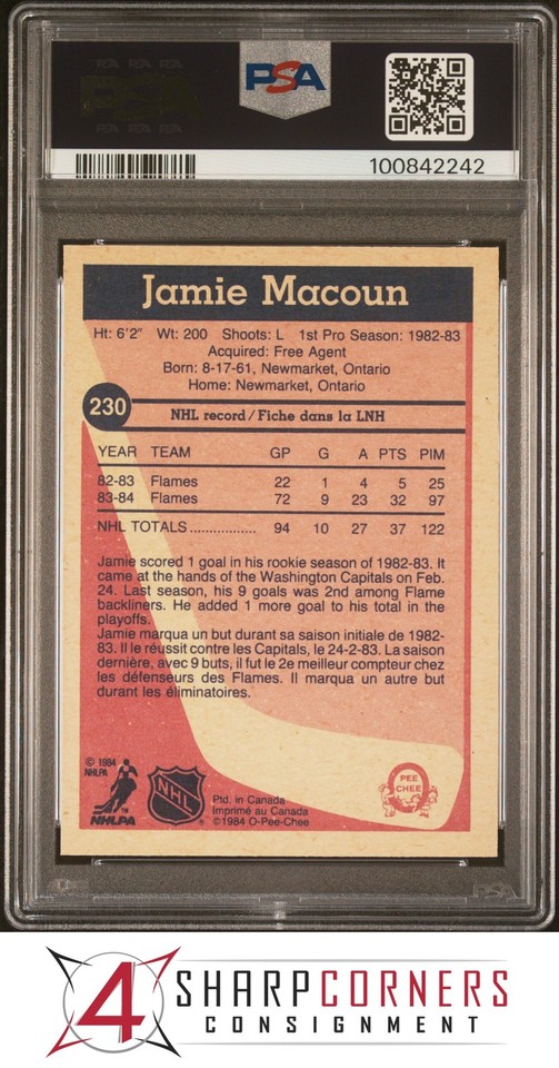 1984 O-PEE-CHEE #230 JAMIE MACOUN RC FLAMES PSA 10 | eBay