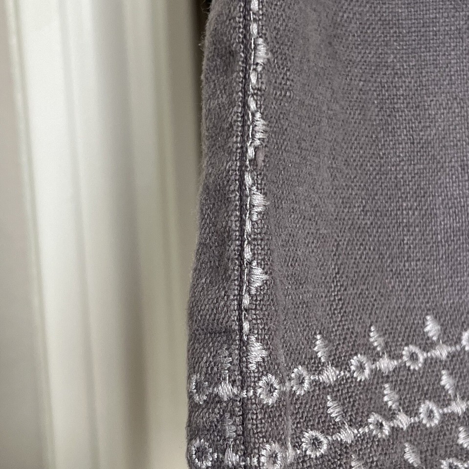 NWT JOHNNY WAS Pant SZ XS Gray Oleander Cropped Heavy Linen Embroidered ...