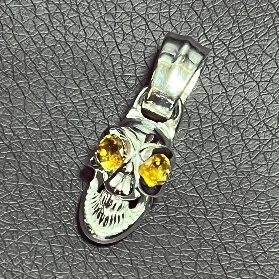 Bill Wall Leather Good Luck Skull Pendant Custom Stone Rhodium Design ...