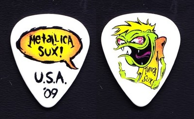 Metallica Sux James Hetfield Cartoon White Guitar Pick - USA 2009 Tour ...