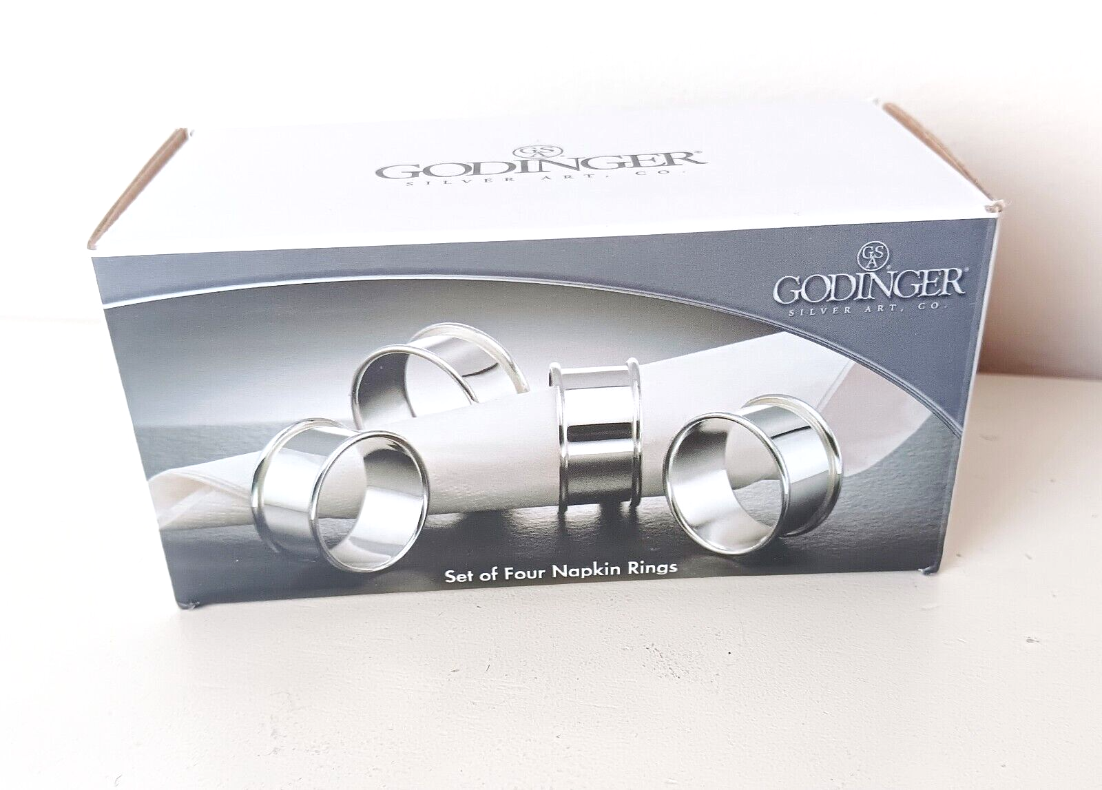 Godinger Simple Design SILVER PLATE Napkin Rings Set of 4 New in Box | eBay