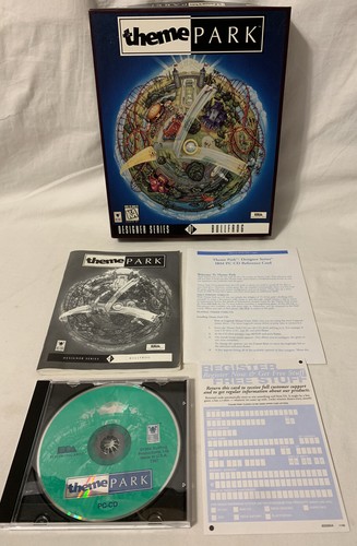 RARE 1994 EA Bullfrog “Theme Park” IBM PC CD - COMPLETE IN BIG BOX! MS ...
