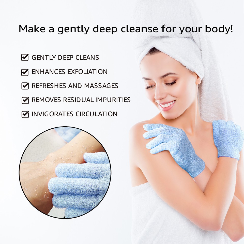 EvridWear Unisex Hygiene Exfoliating Hydro Body Scrub Bath Gloves 3 ...