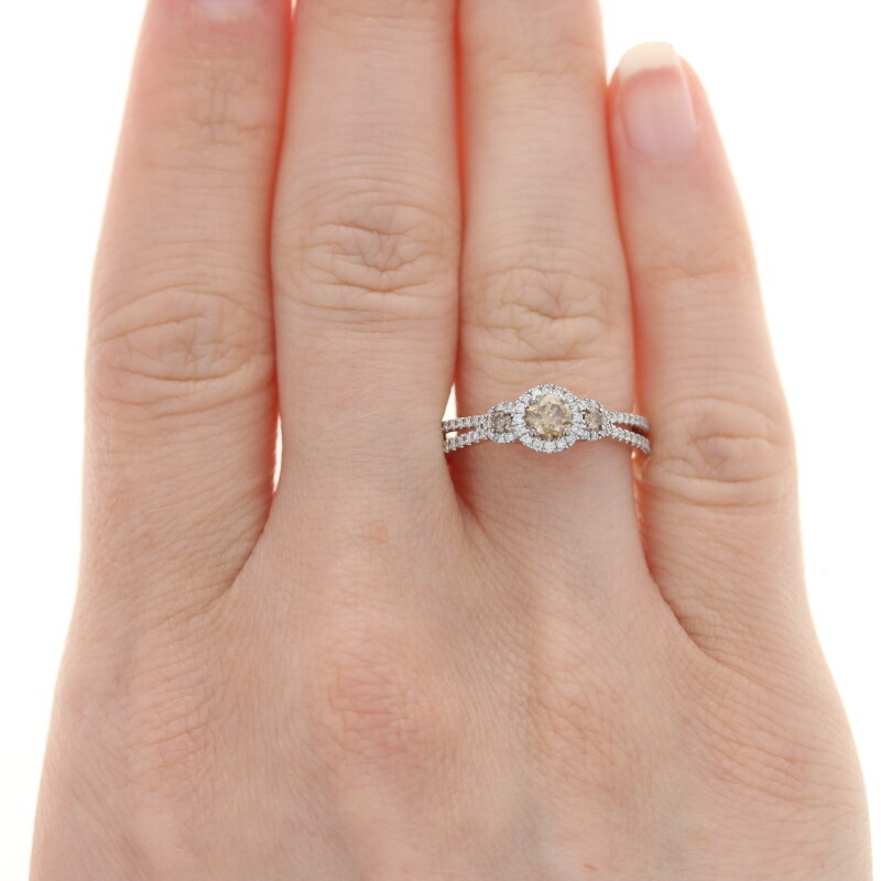 Kallati Diamond Halo Engagement Ring - Rose Gold 9k Round .69ctw Fancy ...