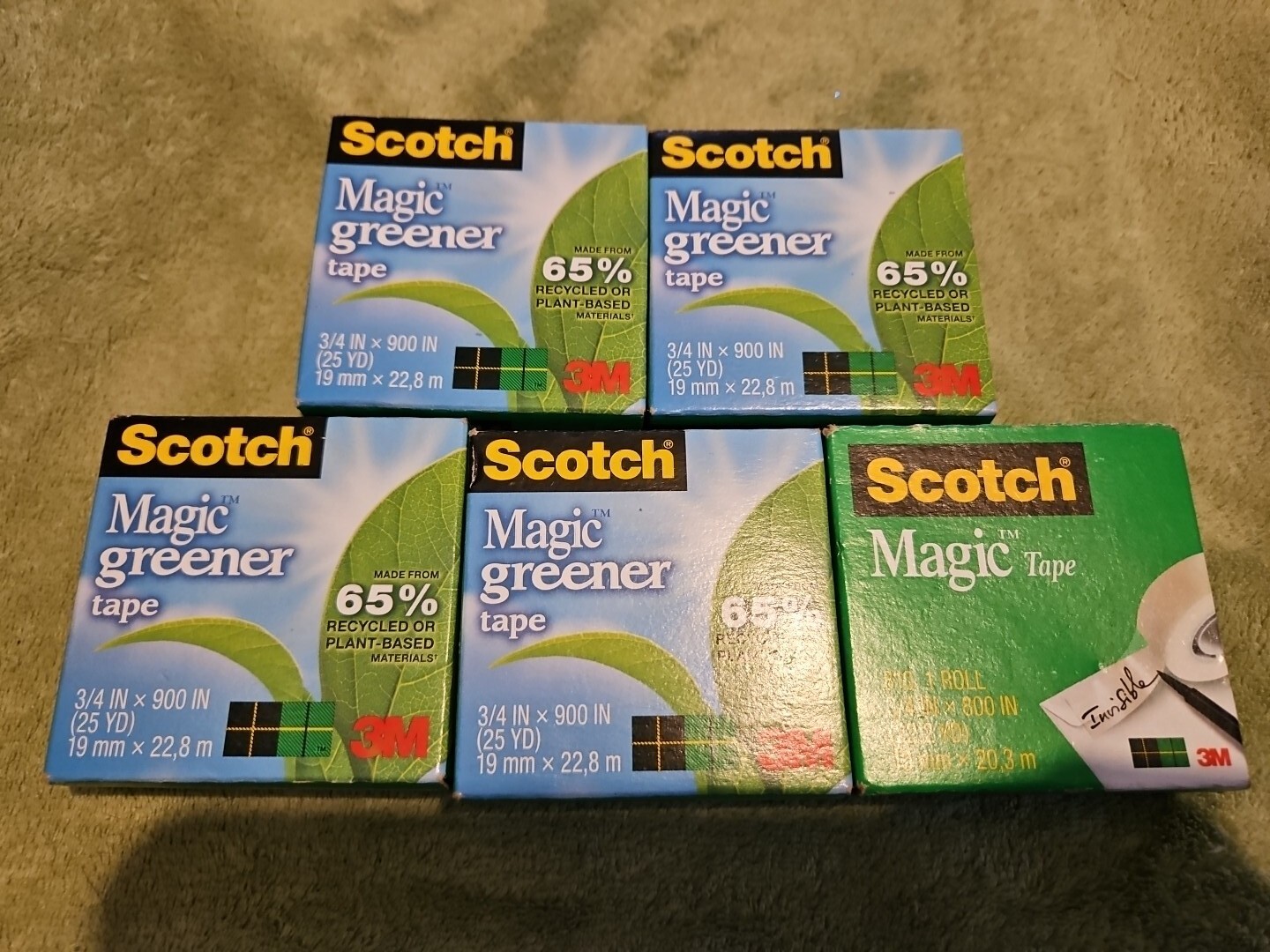 Scotch Magic Greener Invisible Tape, 3/4" x 900" Pack Of 5 Rolls | eBay