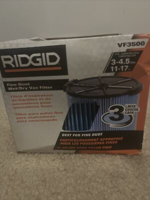 RIDGID 3-Layer Fine Dust Pleated Paper Filter VF3500 for Wet Dry Shop ...