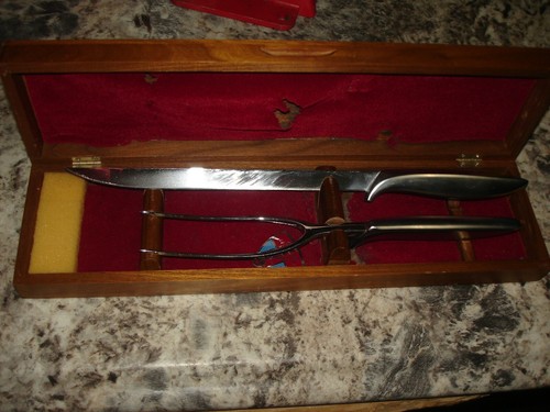 Vintage Gerber Legendary Blades Carving Set in Walnut Case Ron Balmung ...