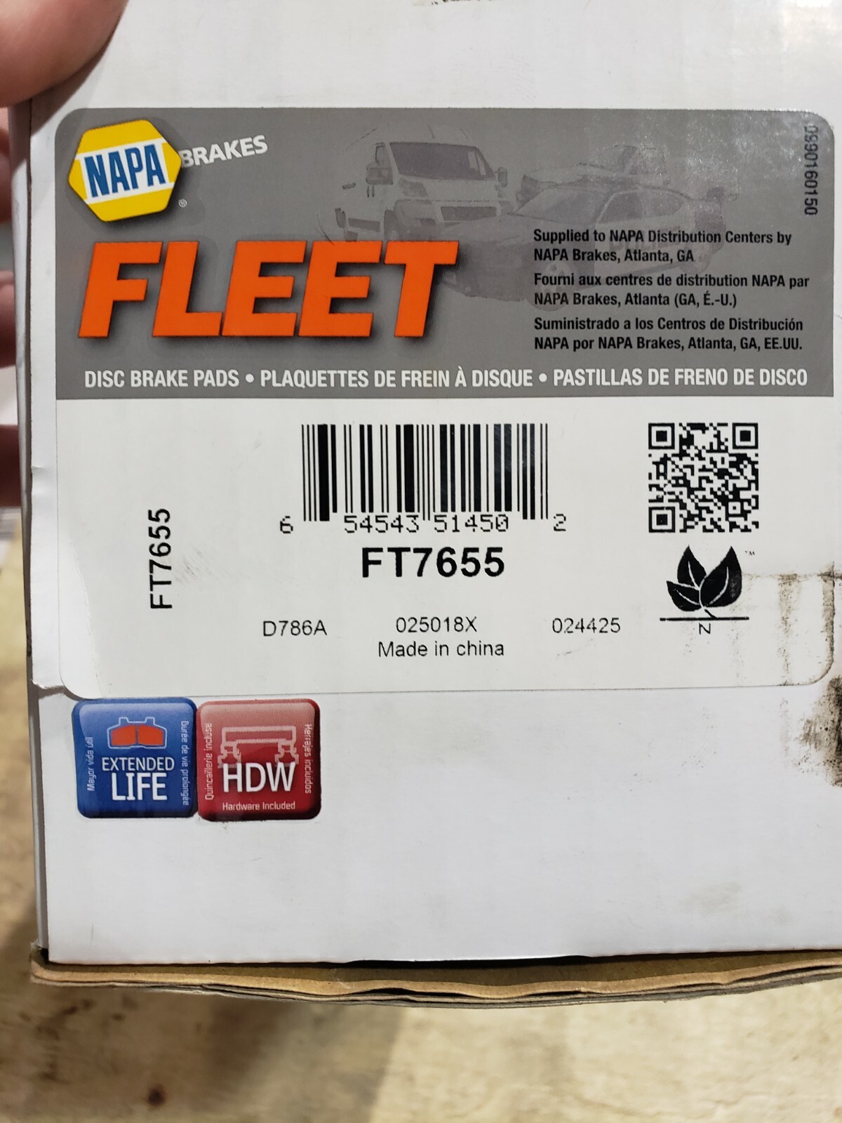 NAPA Fleet FT7655 Front Fleet Disc Brake Pads for 2017 Freightliner for ...