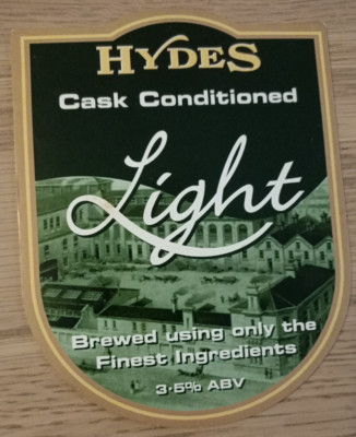 HYDES BREWERY - LIGHT (MANCHESTER MILD ) - Real Ale/Bitter Pump Clip ...