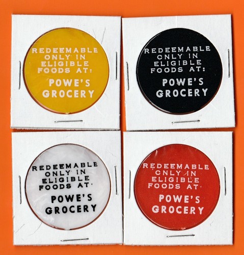 FOOD STAMP 4 TOKENS POWE'S GROCERY 25c 10c 5c 1c UNC | eBay