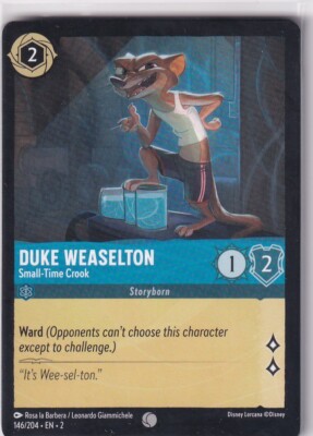 Ravensburger Disney Lorcana Floodborn Inglese N. 146/204 Duke Weaselton ...