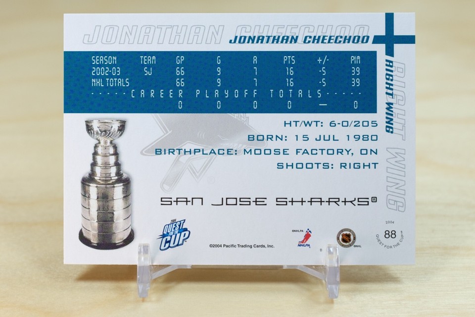 2003-04 Pacific Quest for the Cup Base #88 Jonathan Cheechoo - San Jose ...