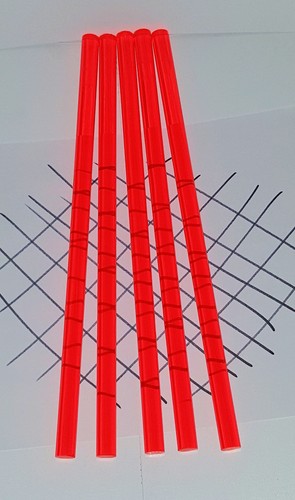 5 CLEAR FLUORESCENT ORANGE 1/2” DIAMETER 12” INCH LONG ACRYLIC LUCITE ...