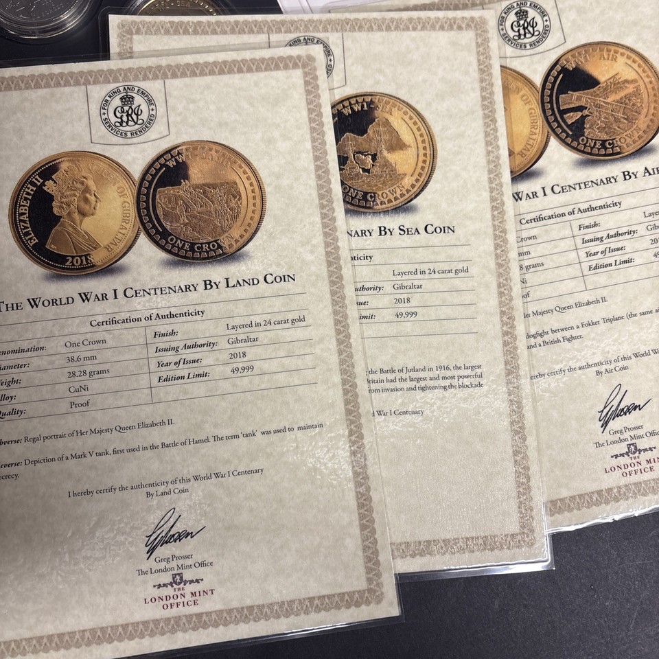 WW1 A War To End All Wars, Coin Collection, 8g of 9ct Gold Bullion Coin ...