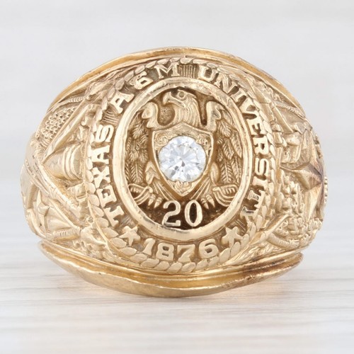 Diamond A & M College of Texas Class Ring 10k Yellow Gold Engraved ...