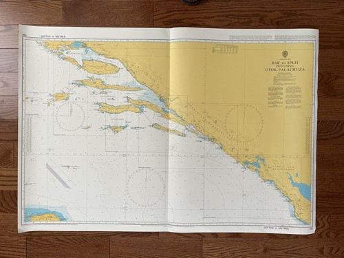 Vintage Bar Split Otok Palagruza Croatia Nautical Chart Map - 41” x 28 ...