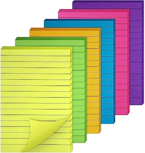 Sticky Notes Bright Colors Lined School & Office Multicolor Set Of 6 | eBay