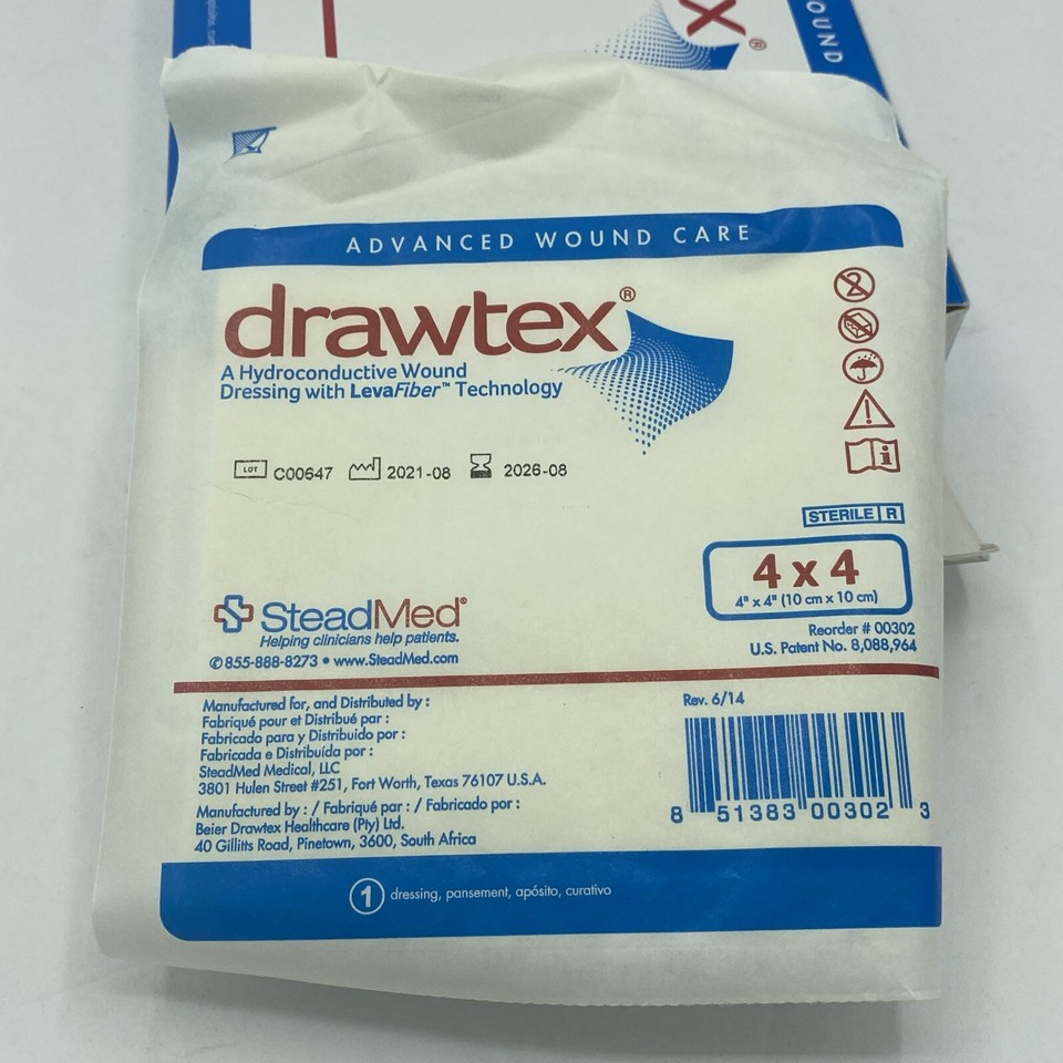 10 Drawtex 4"x4" 00302 Sterile Hydroconductive Wound Dressing ( Box Of ...