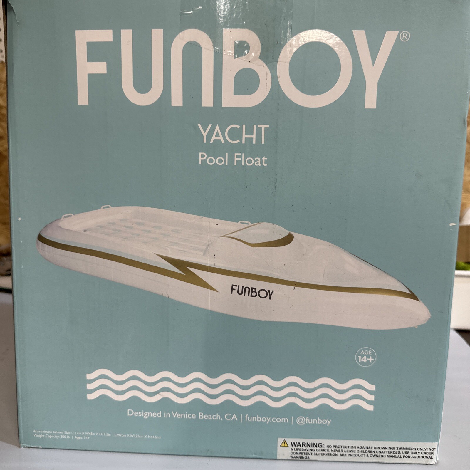FUNBOY Giant Inflatable Yacht Pool Float With Cooler, Cup Holders ...