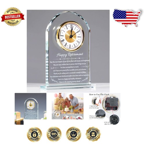 Elegant Engraved Glass Retirement Clock Plaque for Special Farewell ...