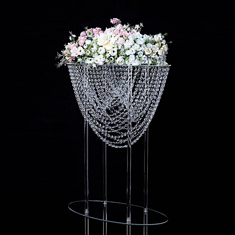 Clear 32 in Acrylic Flower DISPLAY STAND Crystal Chandelier Centerpiece ...