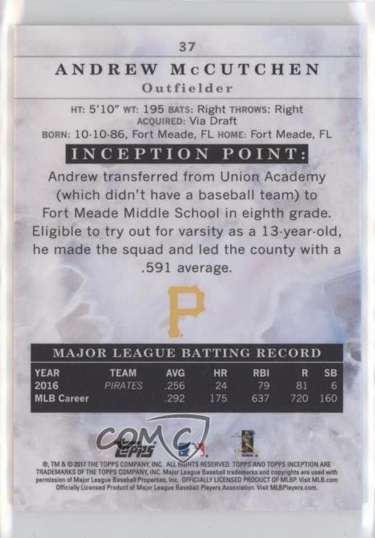 2017 Topps Inception Andrew McCutchen #37 c8a | eBay