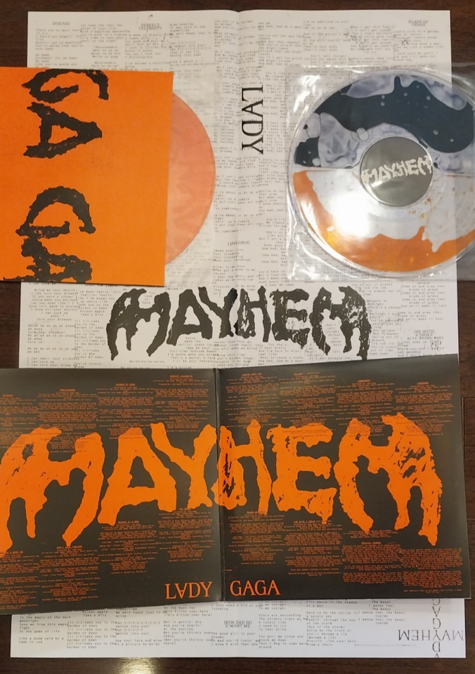 RARE Lady GaGa 2x Lp Mayhem Liquid Filled Vinyl + POSTER orange black ...