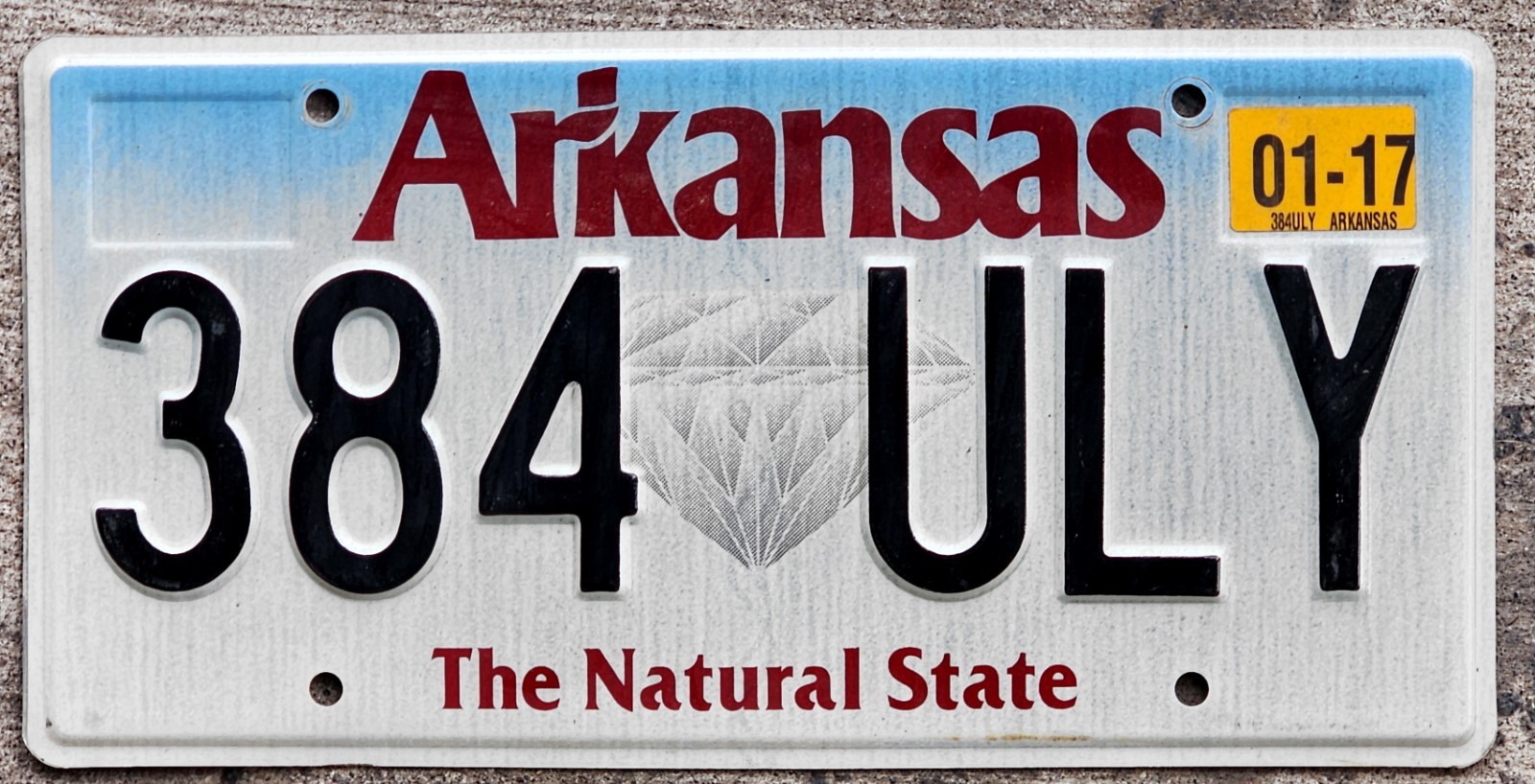 Arkansas "The Natural State" License Plate--Diamond Version with a 2017 ...