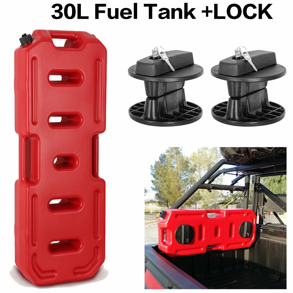 30L/8gal Fuel Pack w/ Lock Red Can Gas Container for Offroad Jeep ATV ...