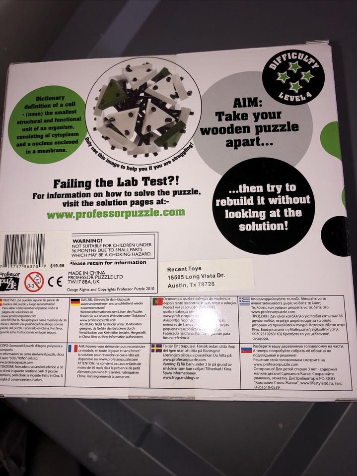 The Cell Puzzle By The Lab Test: Wooden Puzzles of Scientific ...