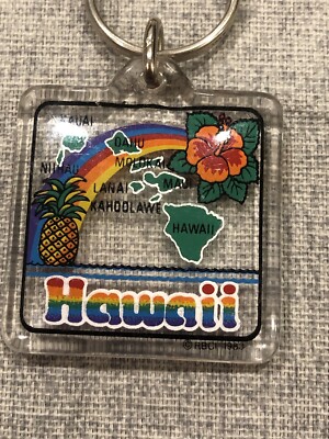 Vintage Hawaiian islands Key Chain 1983 RBCI Hawaii Flowers Rainbow | eBay
