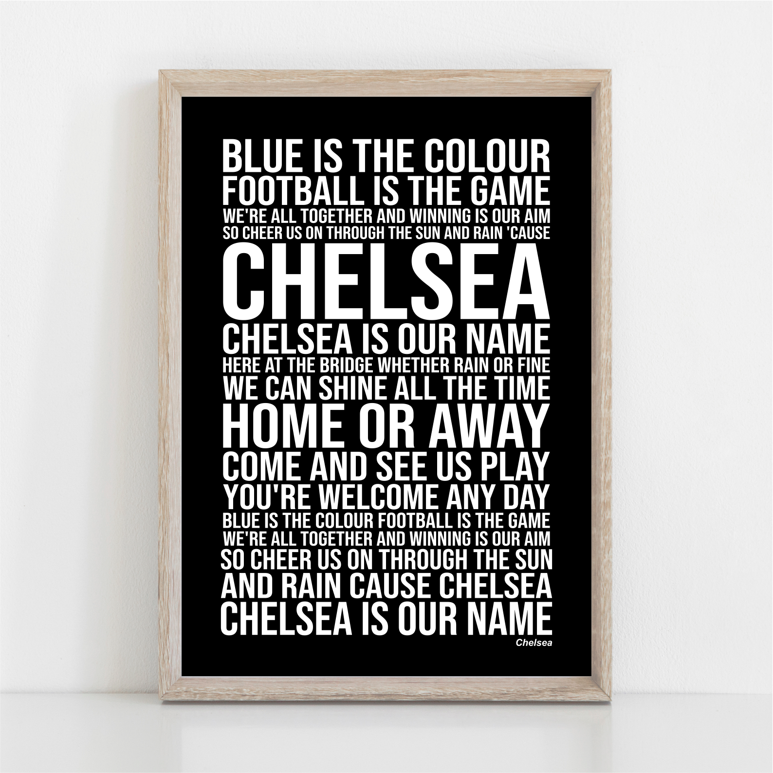 Chelsea FC Blue is the Colour Anthem Song Lyrics Poster Print Wall Art ...