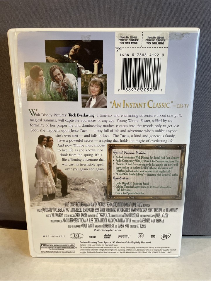 BRAND NEW SEALED DISNEY'S TUCK EVERLASTING DVD MOVIE STARING JONATHAN ...