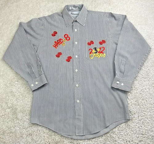 Mili Designs Mens Casino Shirt Sz 14.5 32/33 White Black Striped ...