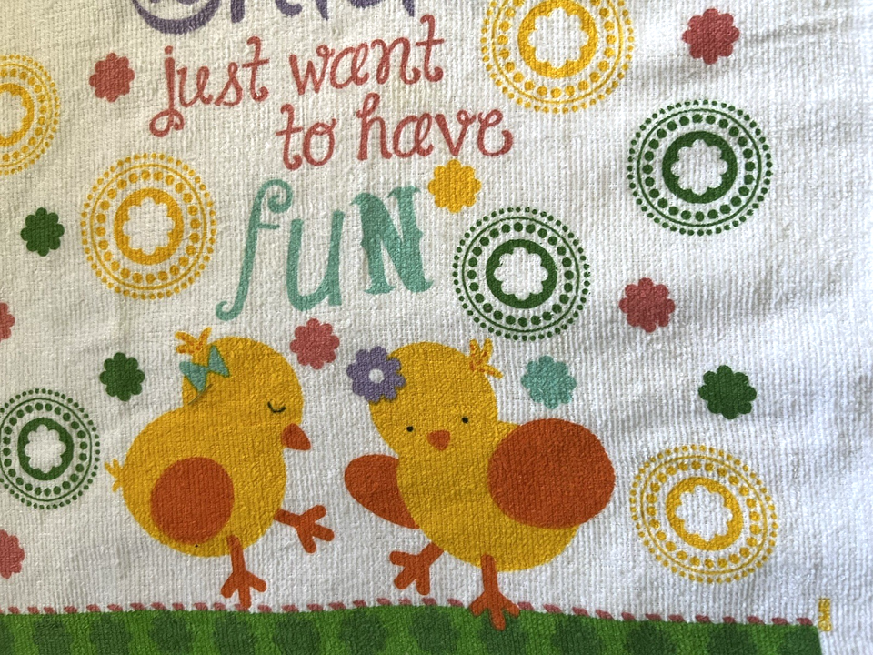 CHICKS JUST WANT TO HAVE FUN Tea Towel and Potholder Cyndi Lauper BRAND ...