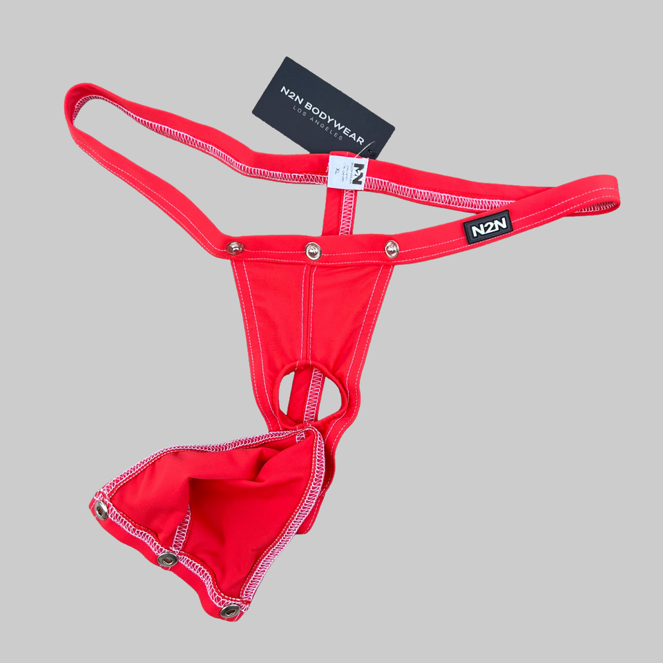 N2N Bodywear Men coral red titan Thong G-string swim underwear size M L ...