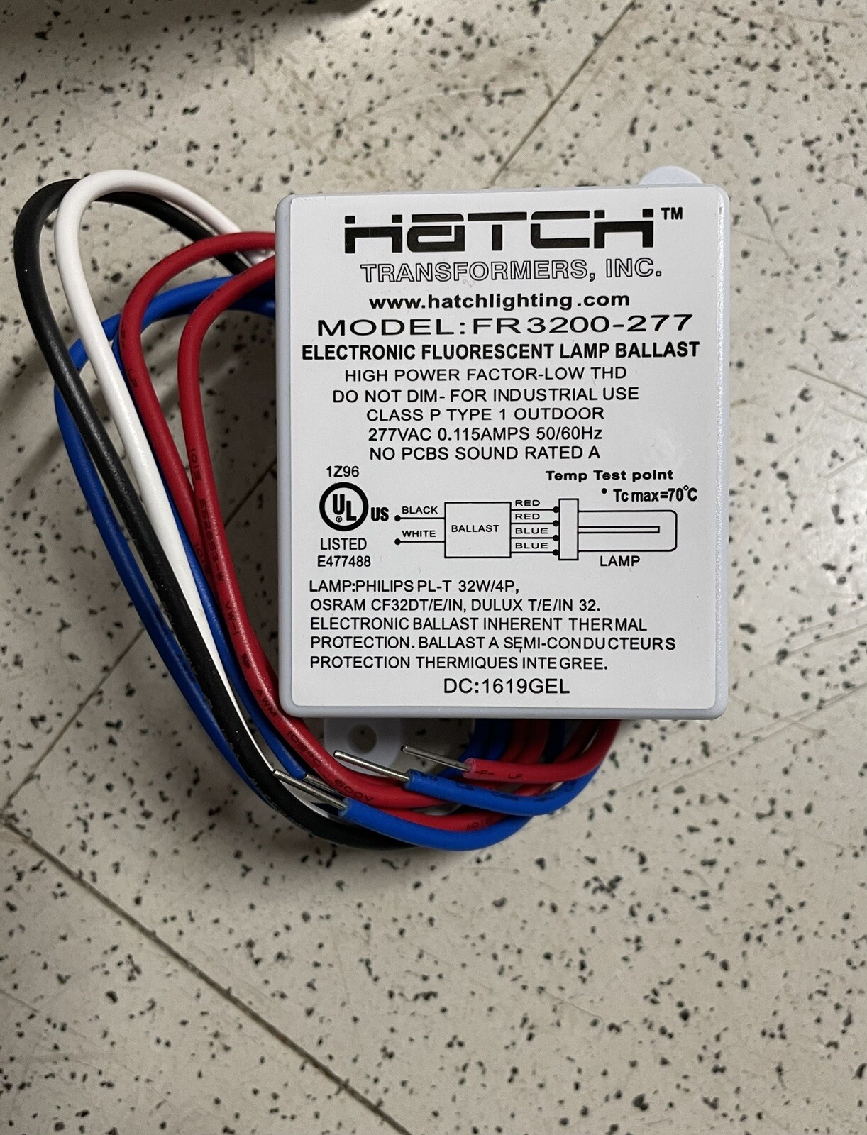 Hatch Transformers FR3200 Electronic Fluorescent Lamp Ballast for sale ...