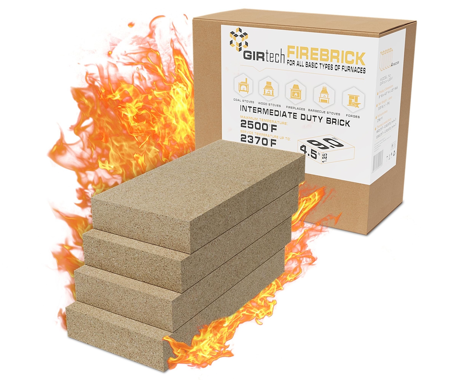 USL Thin Fire Bricks 2500F Replacement for Wood Stove, Fireplace - Pack ...