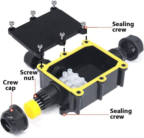 3 Way Waterproof Electrical IP68 Junction Box Cable Connector Wire ...