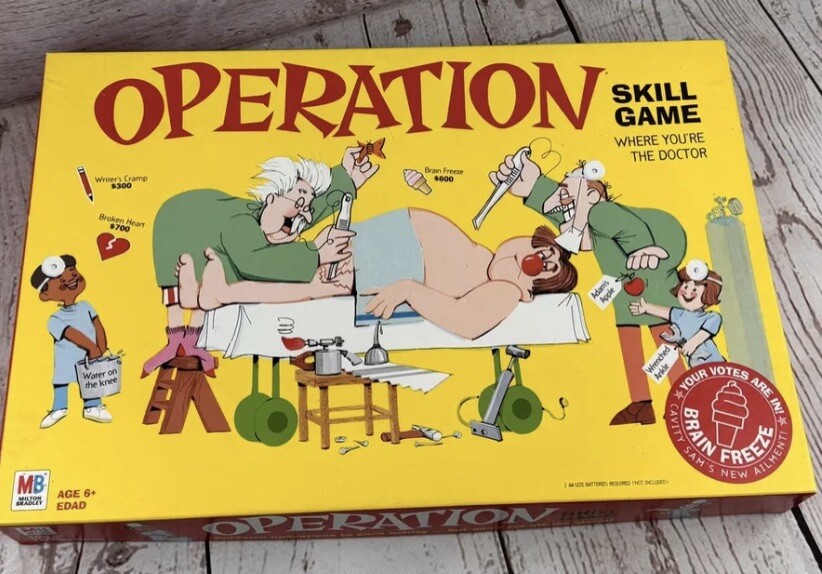 Vintage Operation Game Hasbro Funny Family Board Skill Coordination ...