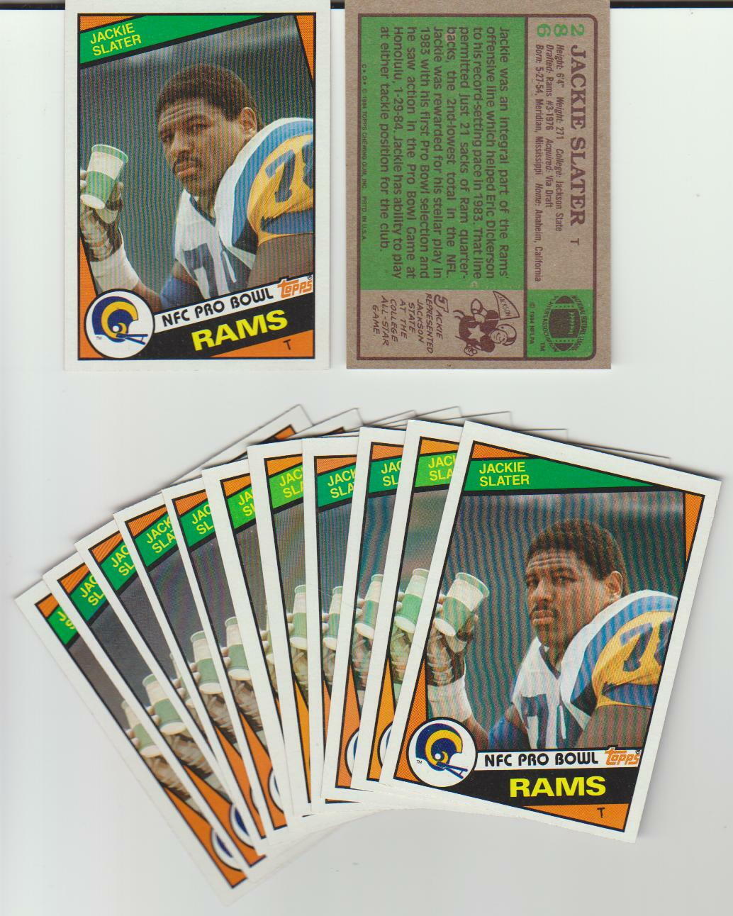 Jackie Slater RC rookie card, 1984 Topps #286, Los Angeles Rams, Hall ...